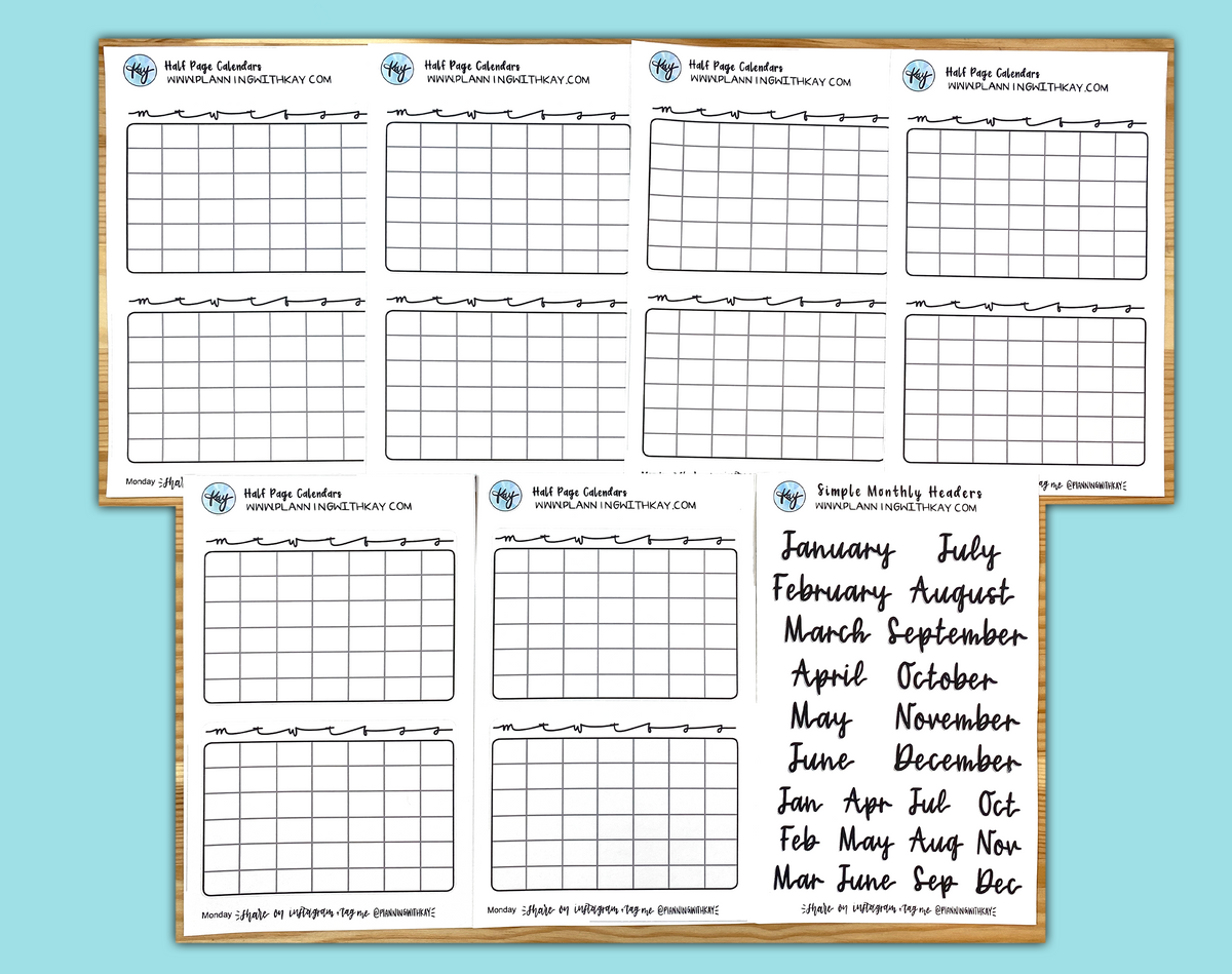 12-Month Half Page Calendar Sticker Bundle! – Planning With Kay