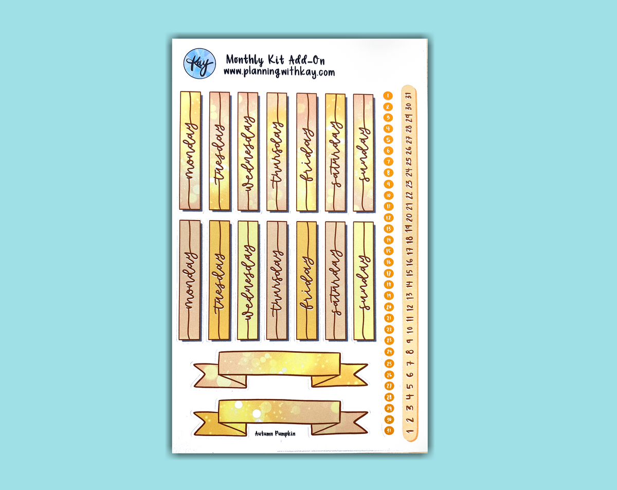 DIGITAL DOWNLOAD Monthly Kit Add-On (Autumn Pumpkin) – Planning With Kay