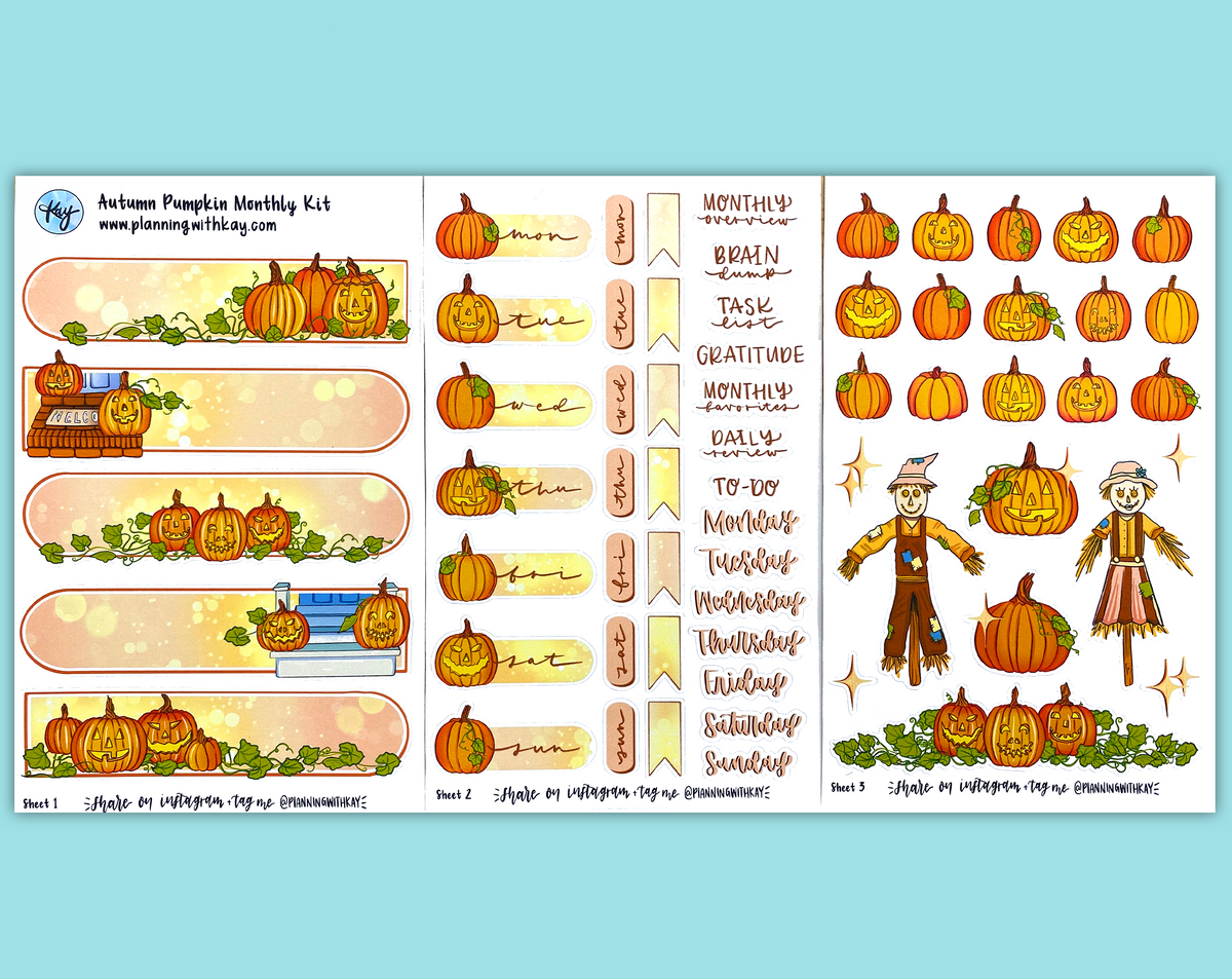 DIGITAL DOWNLOAD Autumn Pumpkin Monthly Kit – Planning With Kay