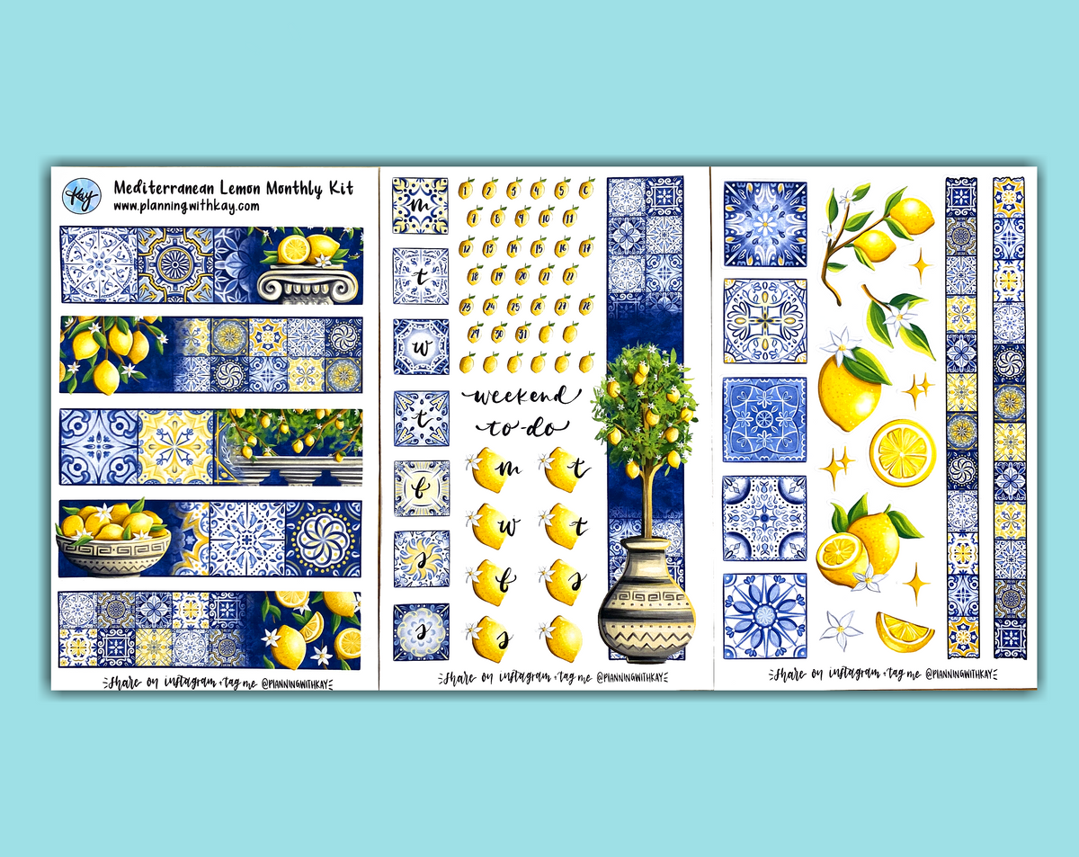 DIGITAL DOWNLOAD Mediterranean Lemon Monthly Kit – Planning With Kay