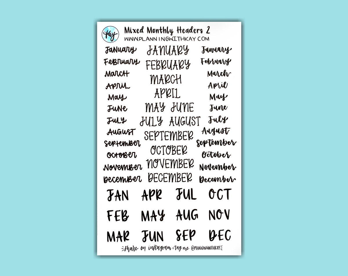 Mixed Monthly Headers 2 – Planning With Kay