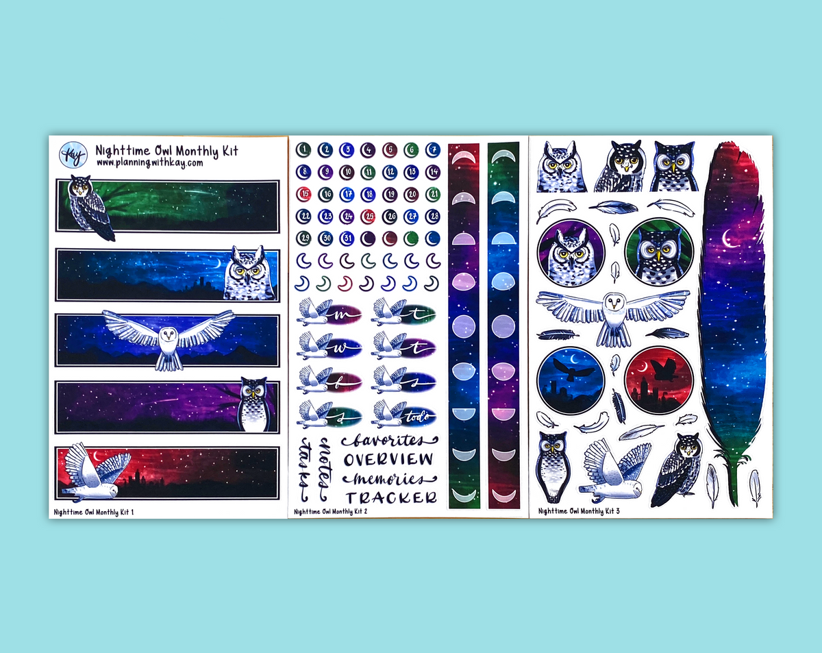 DIGITAL DOWNLOAD Nighttime Owl Monthly Kit – Planning With Kay