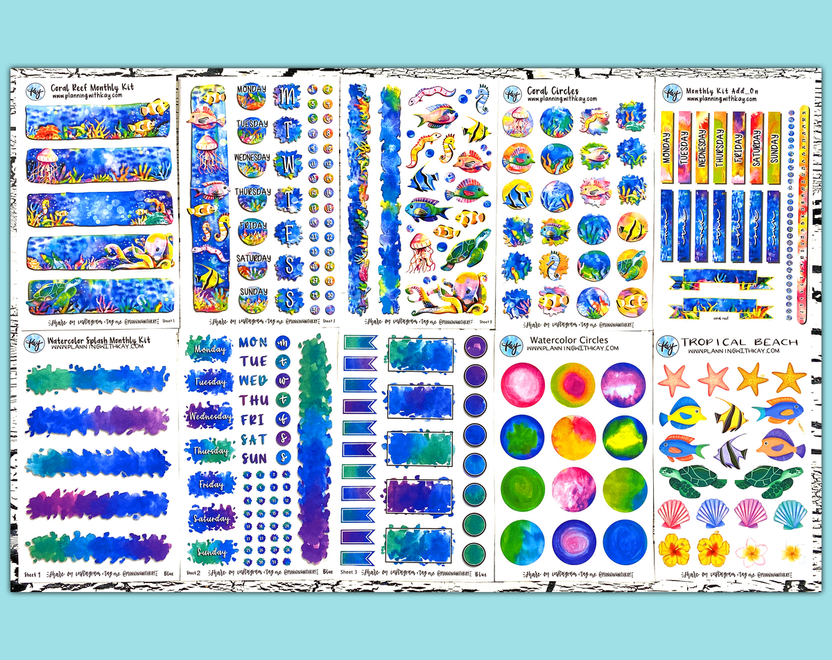 Watercolor Ocean Plan with Me Bundle! – Planning With Kay