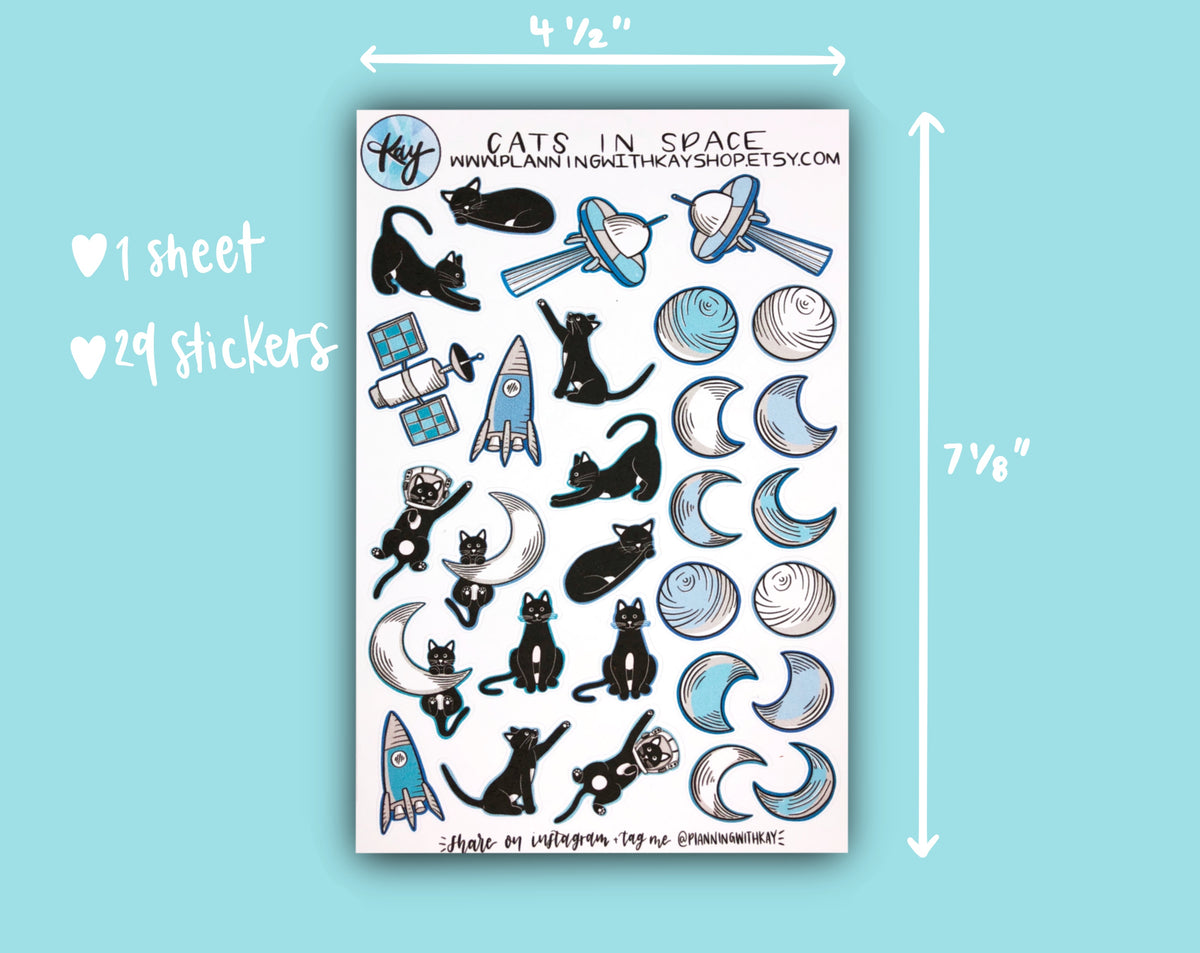 Cats in Space | Stickers for Planners, Journals & Organizers – Planning ...