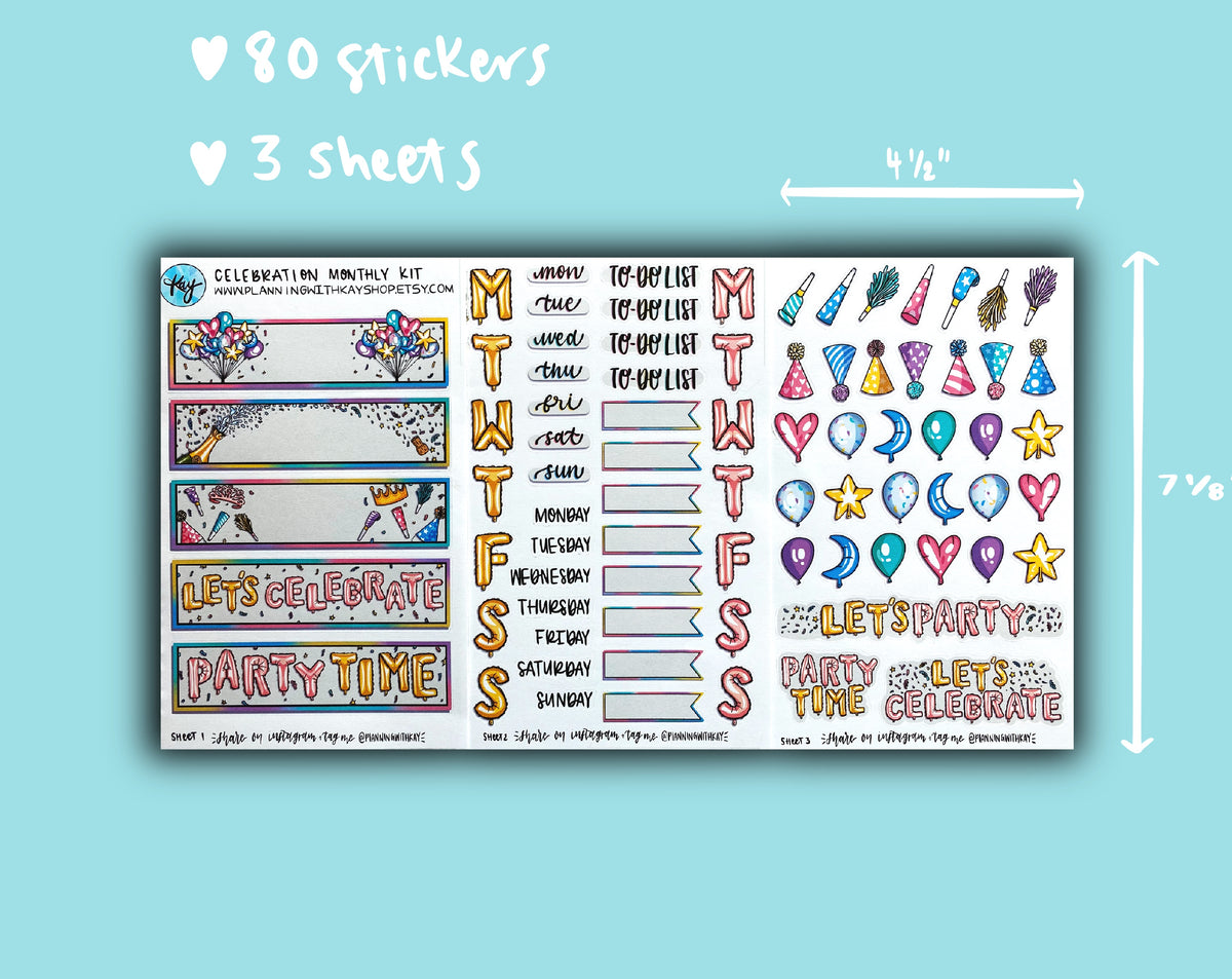Celebration Monthly Kit | Stickers for Planners, Journals & Organizers ...