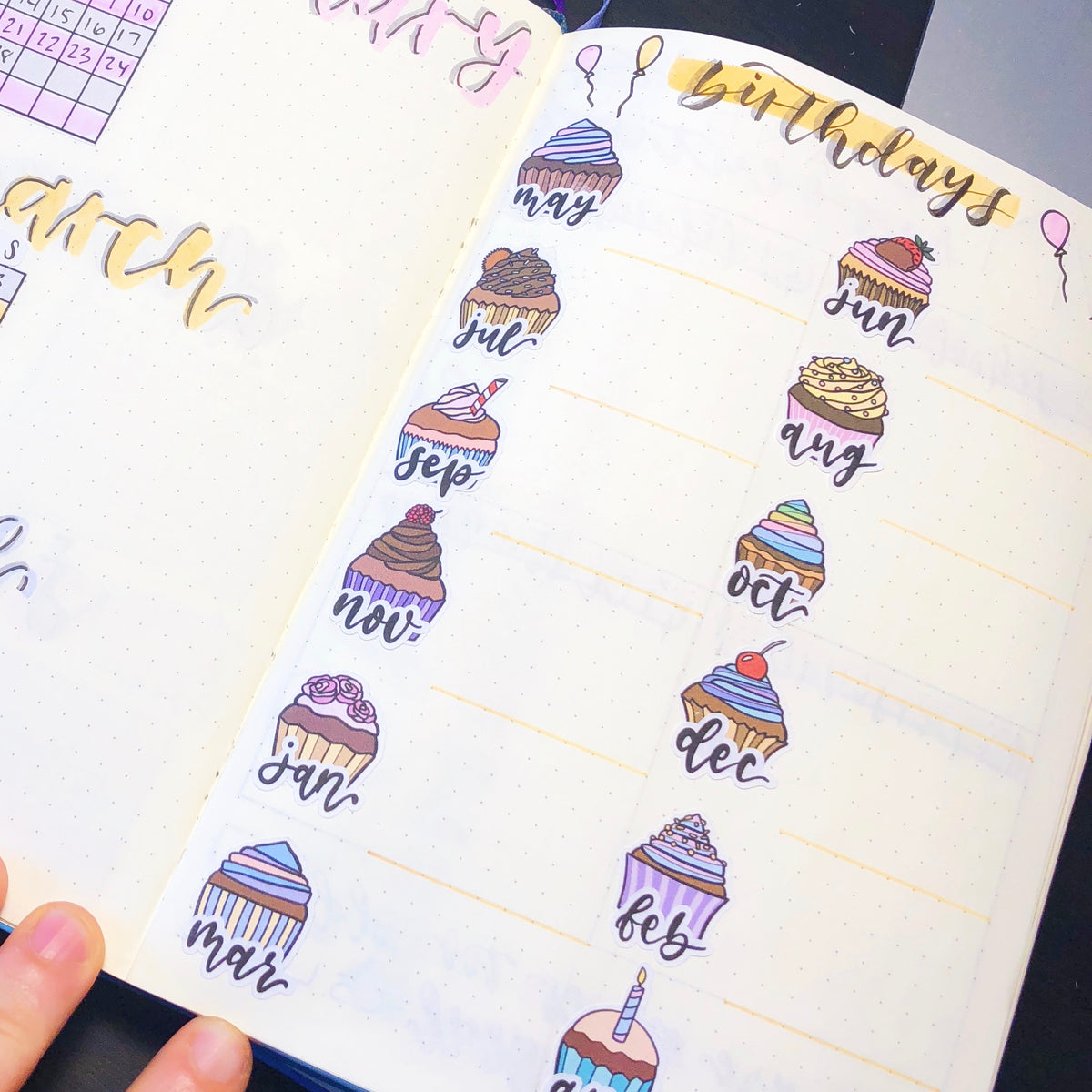 Cupcake Monthly Headers | Stickers for Planners, Journals & Organizers ...
