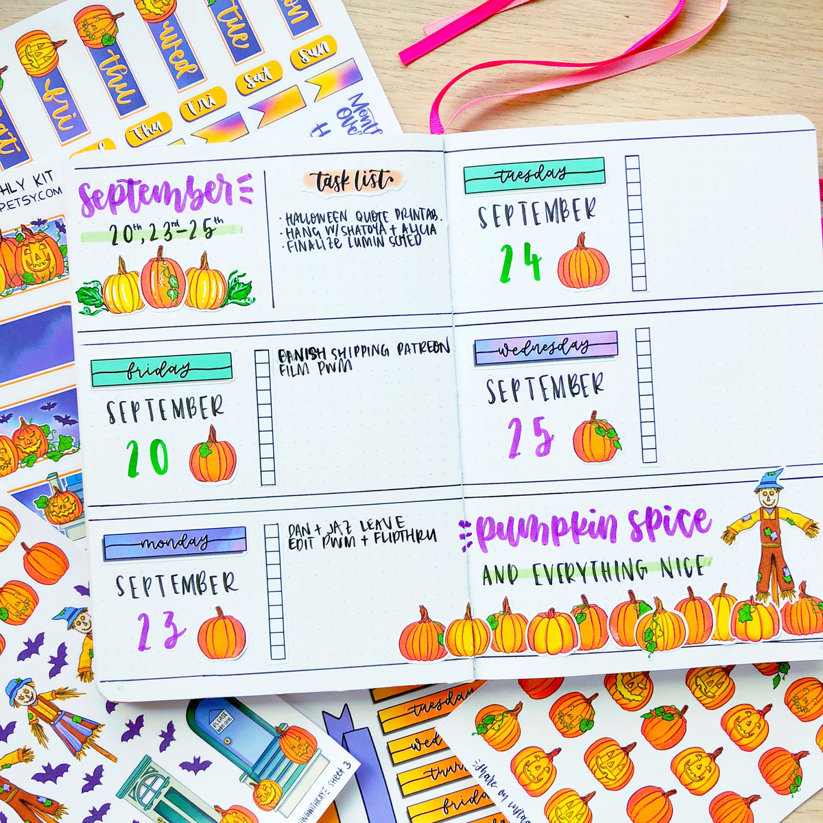 Halloween Pumpkins Monthly Kit | Stickers for Planners, Journals ...