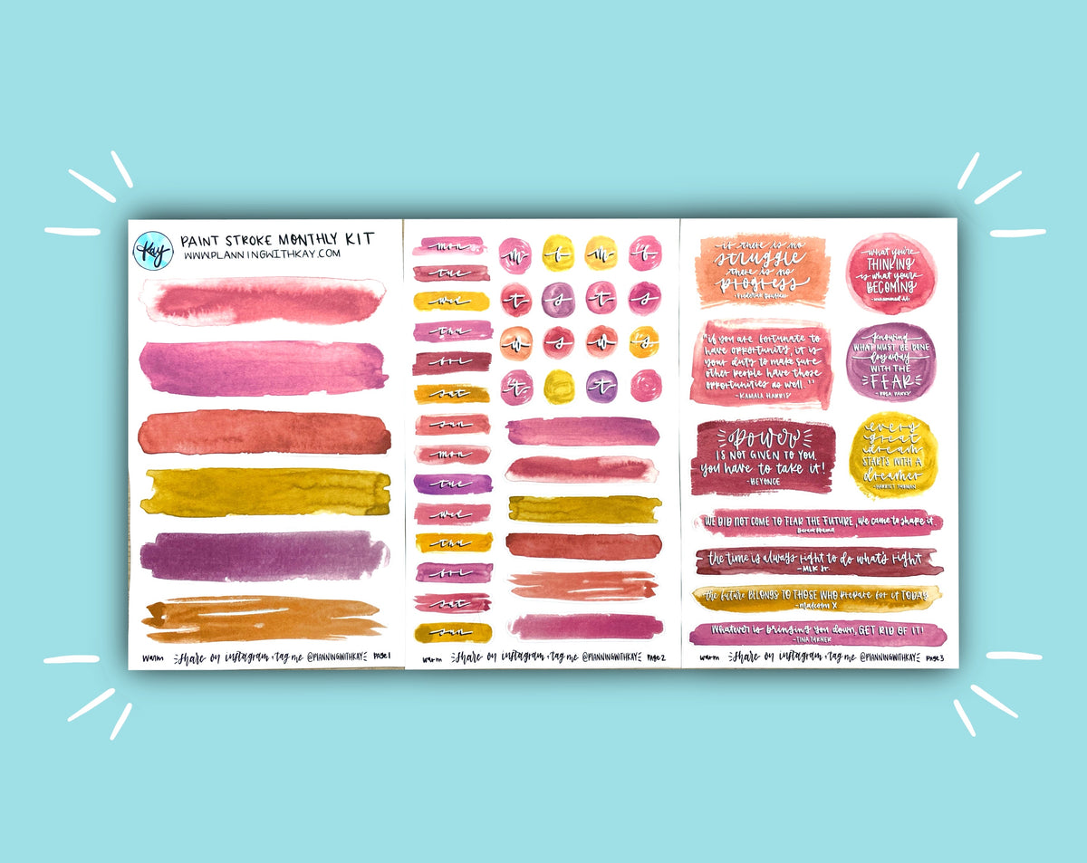 DIGITAL DOWNLOAD Paint Stroke Monthly Kit – Planning With Kay