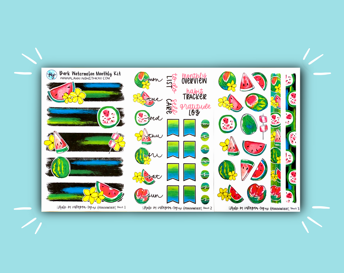 DIGITAL DOWNLOAD Dark Watermelon Monthly Kit – Planning With Kay