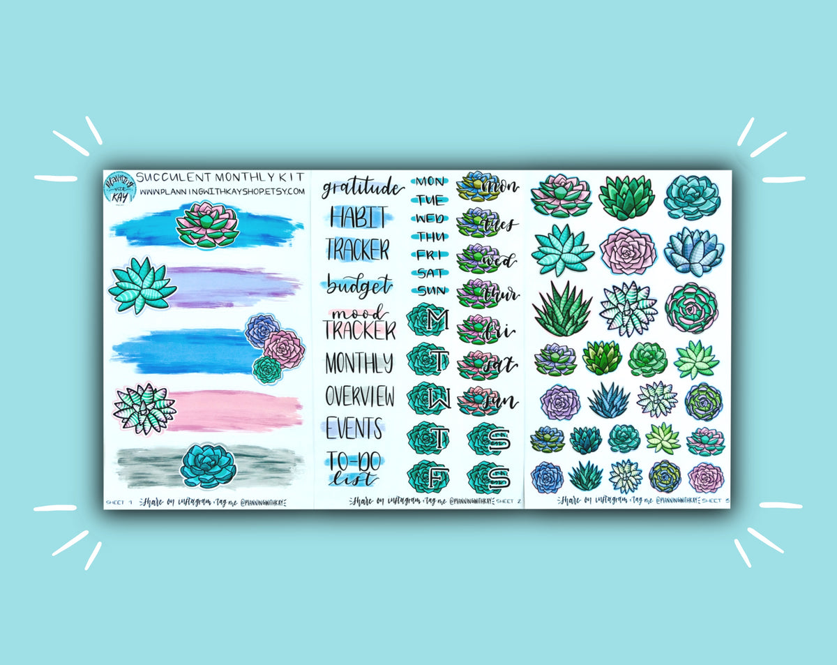 DIGITAL DOWNLOAD Succulent Monthly Kit – Planning With Kay