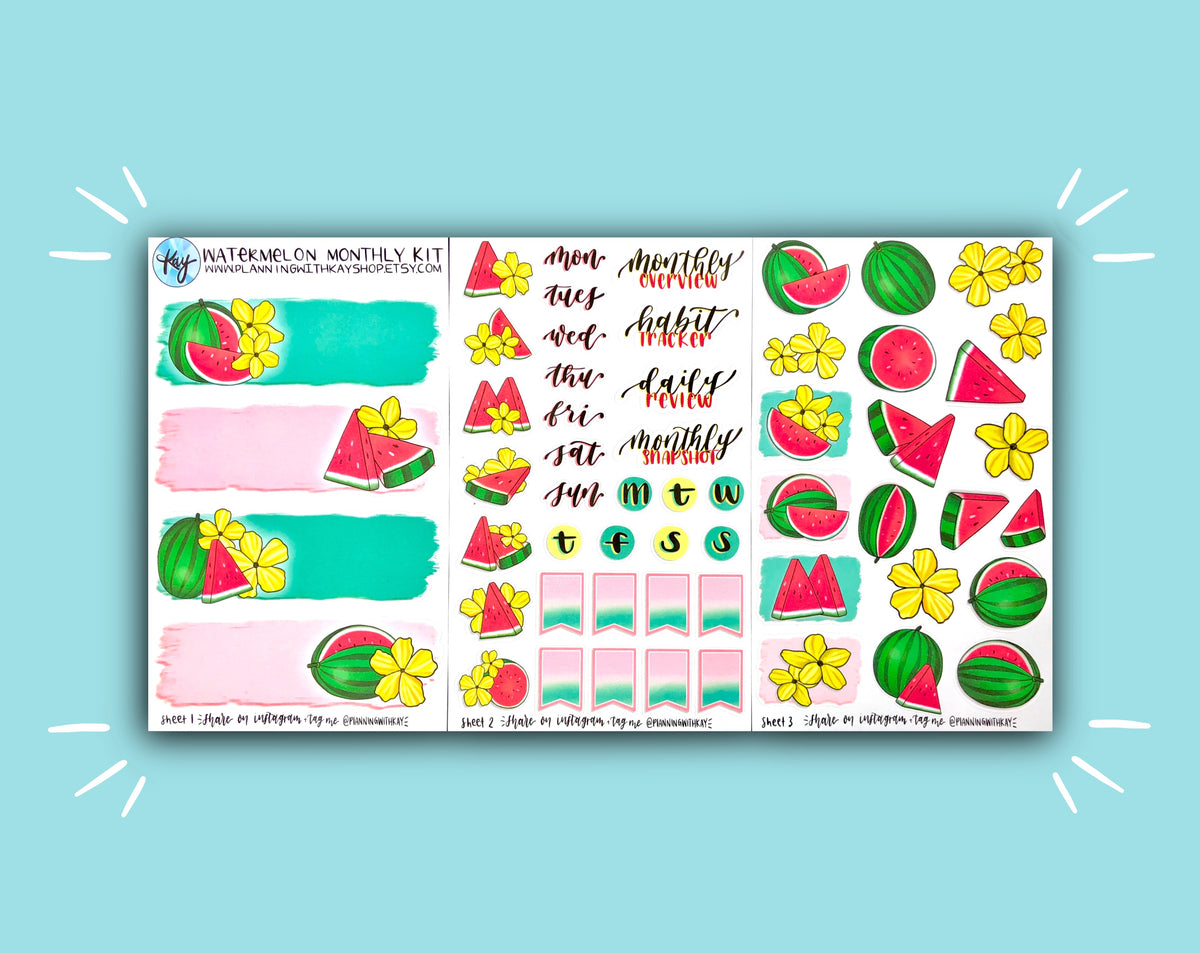DIGITAL DOWNLOAD Watermelon Monthly Kit – Planning With Kay