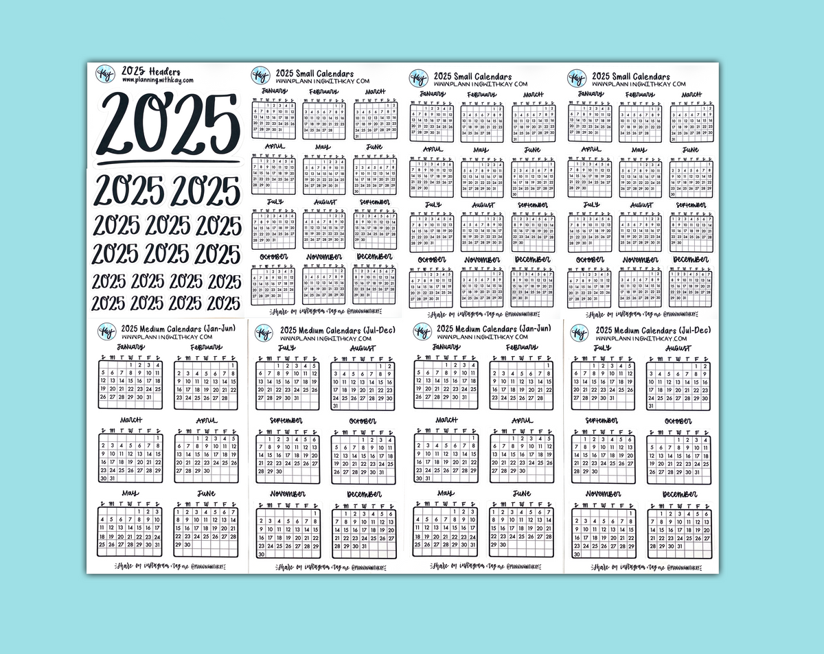 2025 Calendar and Header Sticker Bundle! – Planning With Kay
