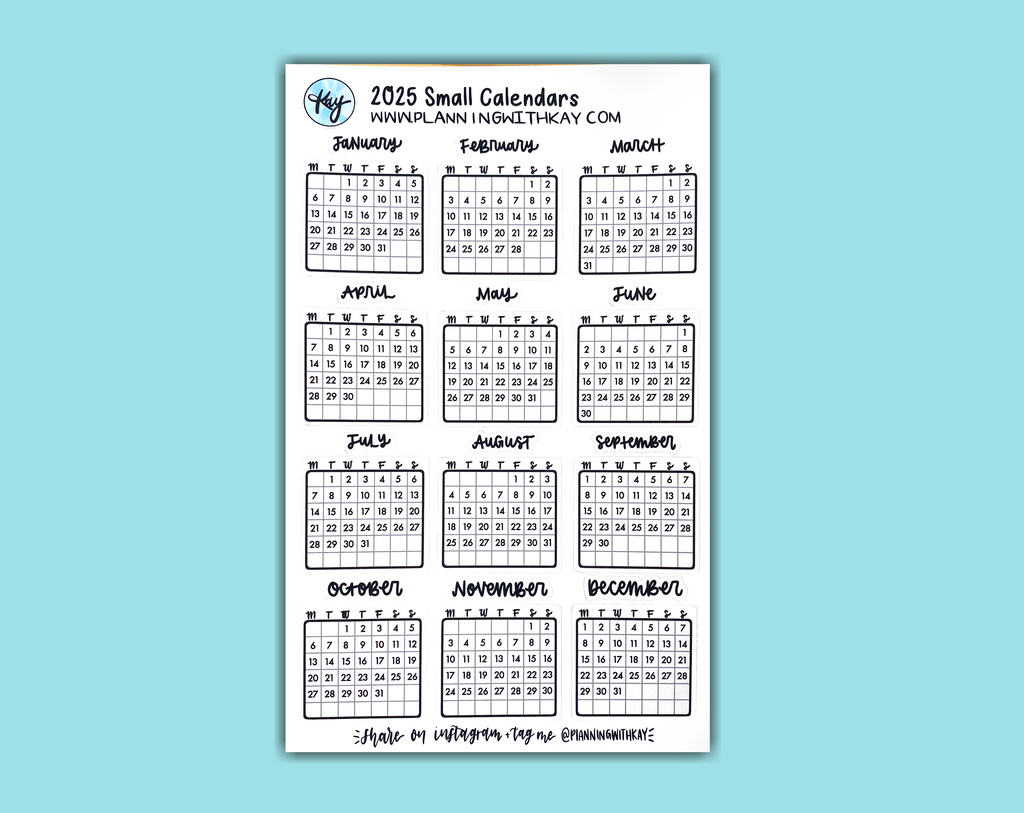 2025 Small Calendars – Planning With Kay