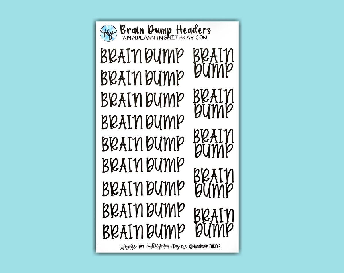 Brain Dump Headers – Planning With Kay