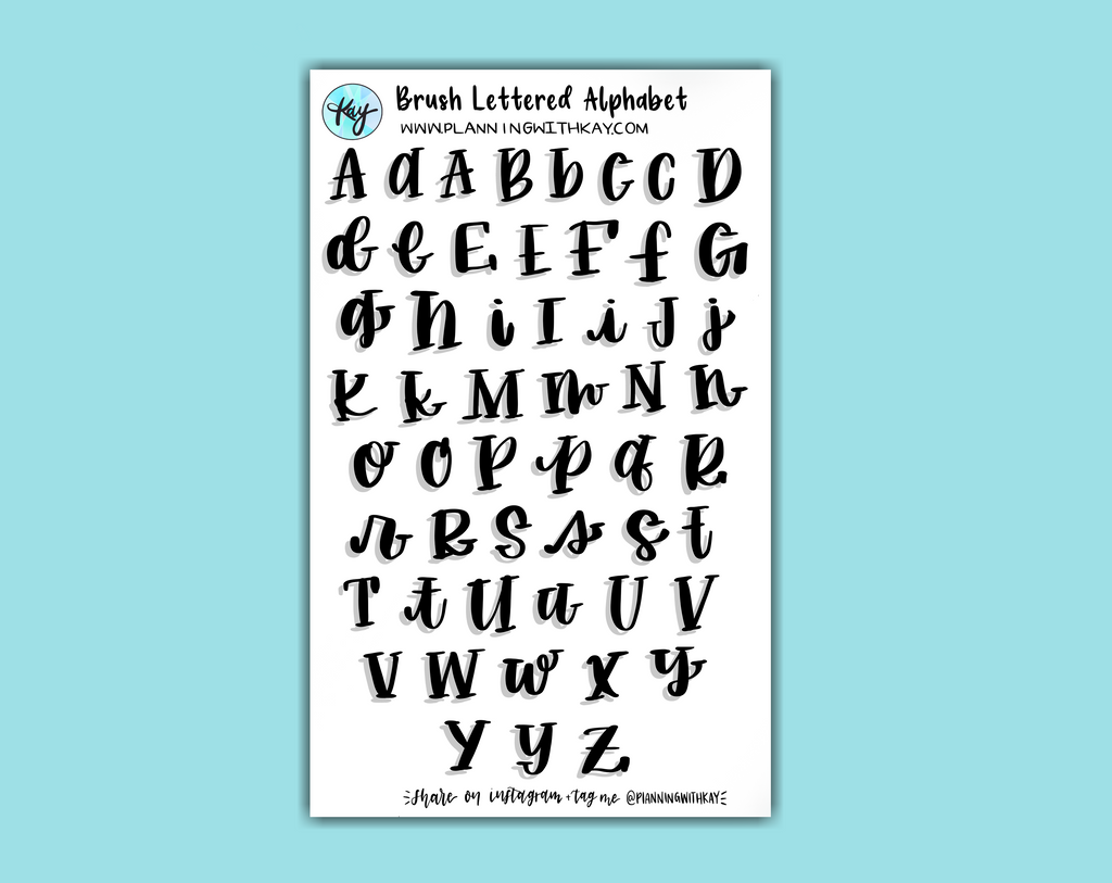 DIGITAL DOWNLOAD Brush Lettered Alphabet – Planning With Kay