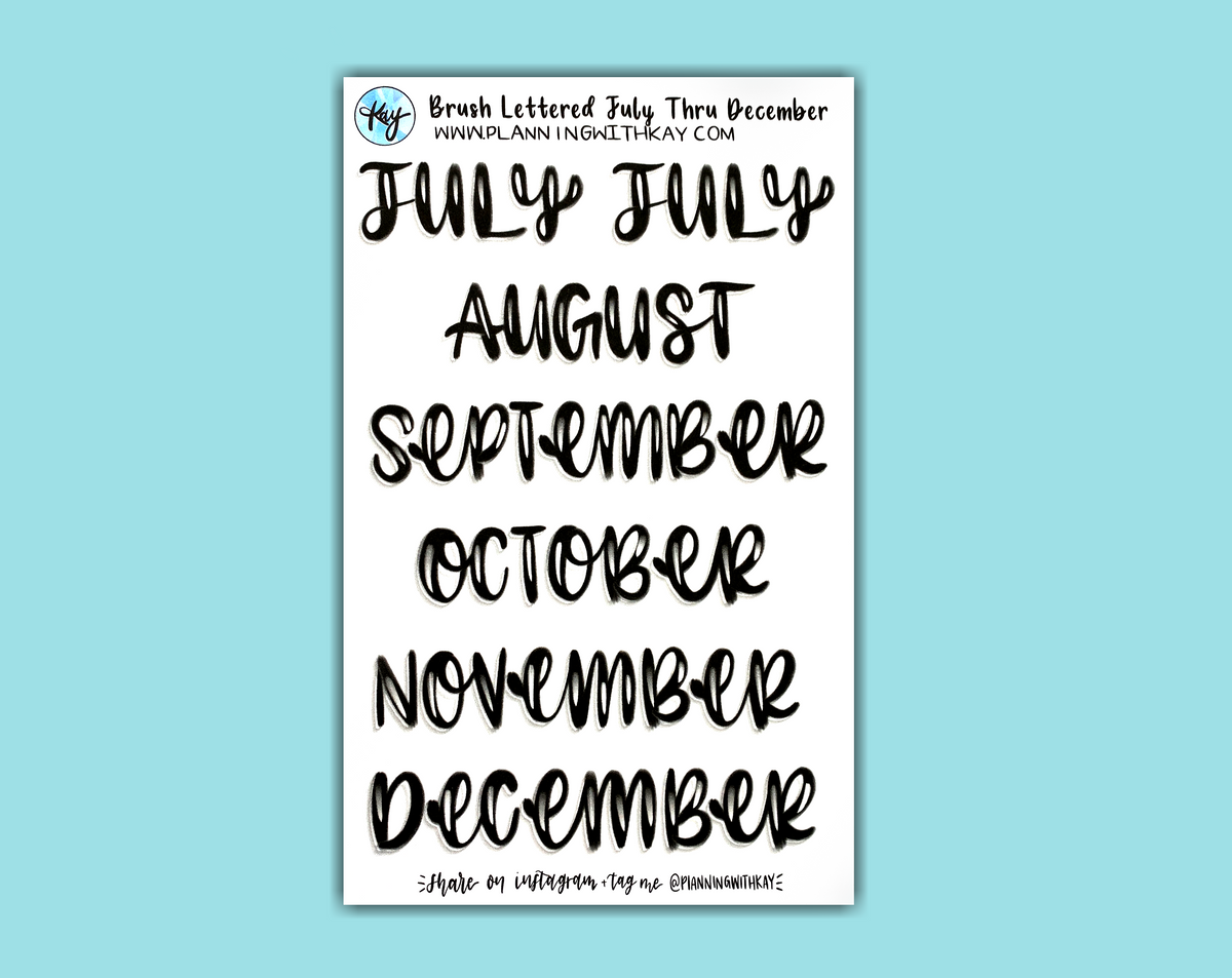 DIGITAL DOWNLOAD Brush Lettered Monthly Headers – Planning With Kay