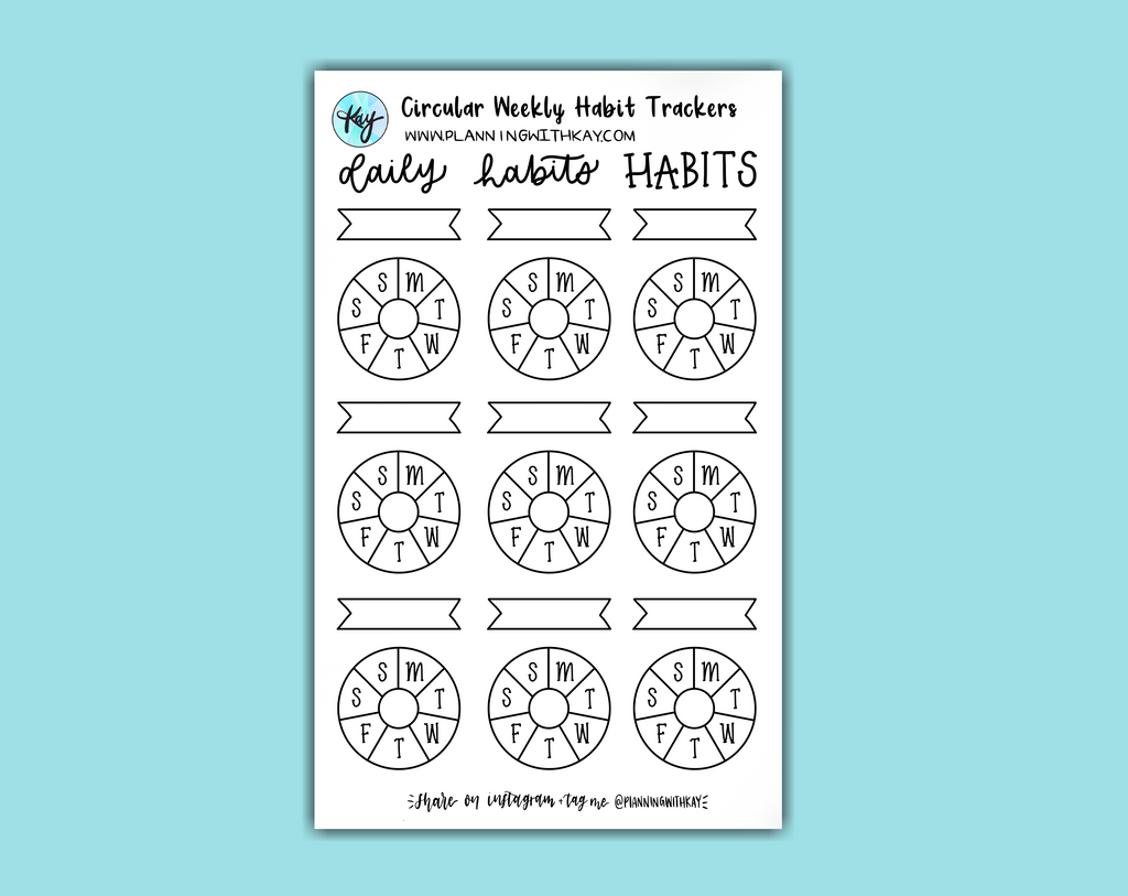 DIGITAL DOWNLOAD Circular Weekly Habit Trackers – Planning With Kay