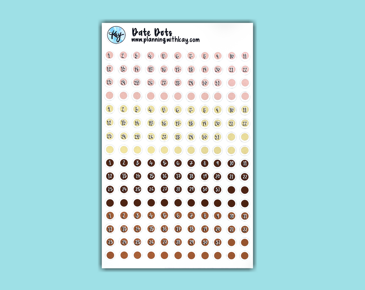 DIGITAL DOWNLOAD Date Dots (6 color variations!) – Planning With Kay