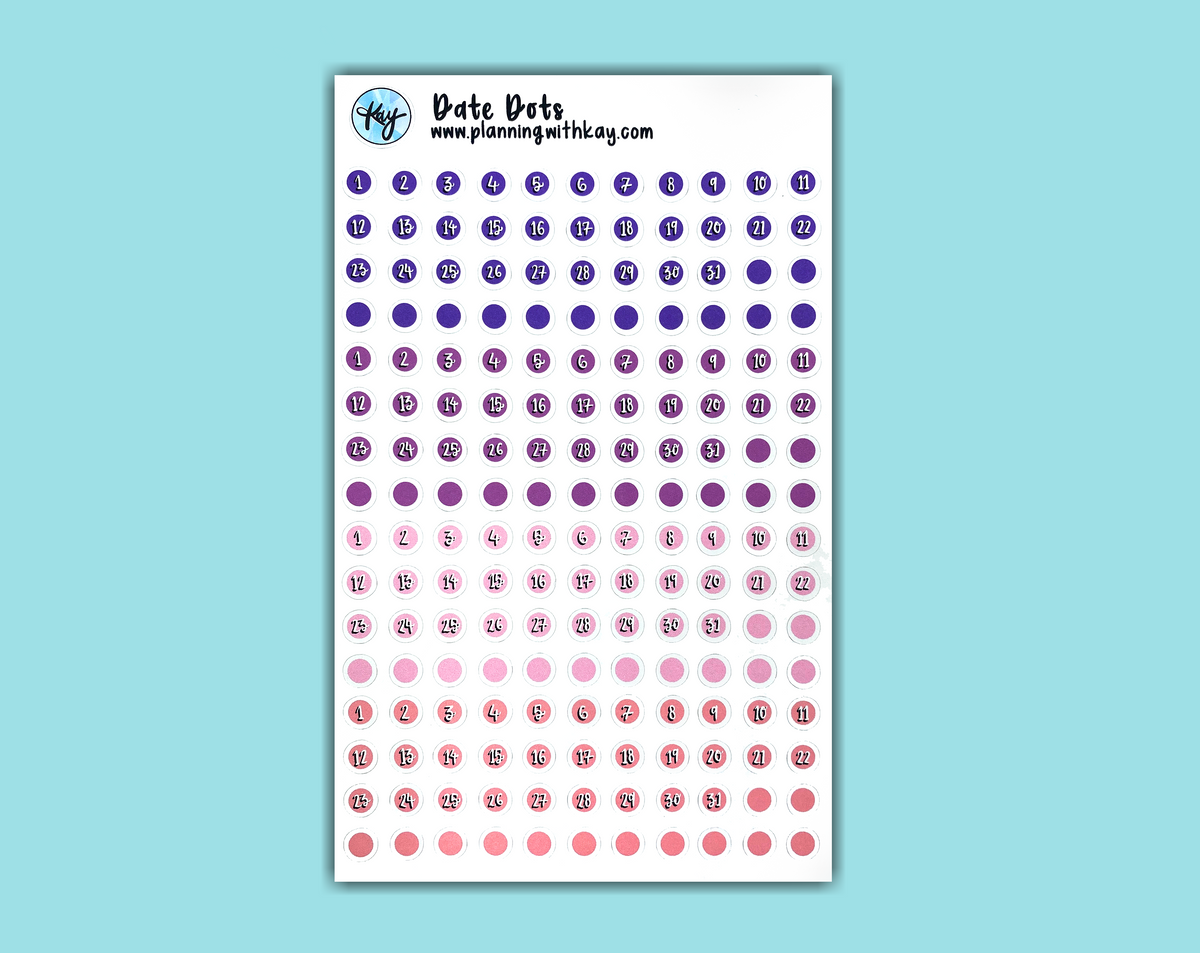 DIGITAL DOWNLOAD Date Dots (6 color variations!) – Planning With Kay
