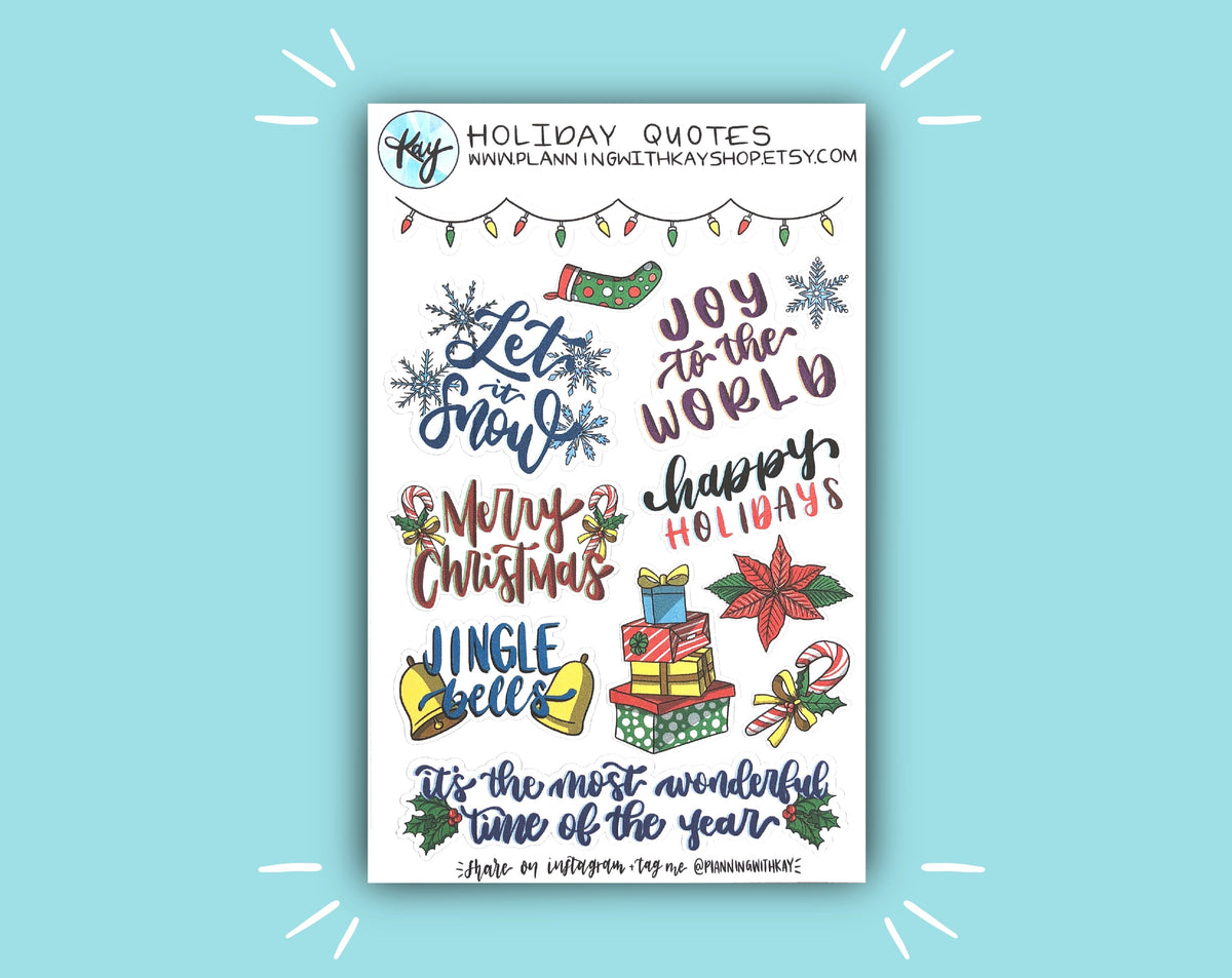 Holiday Quotes Sticker Sheet | Stickers for Planners, Journals ...