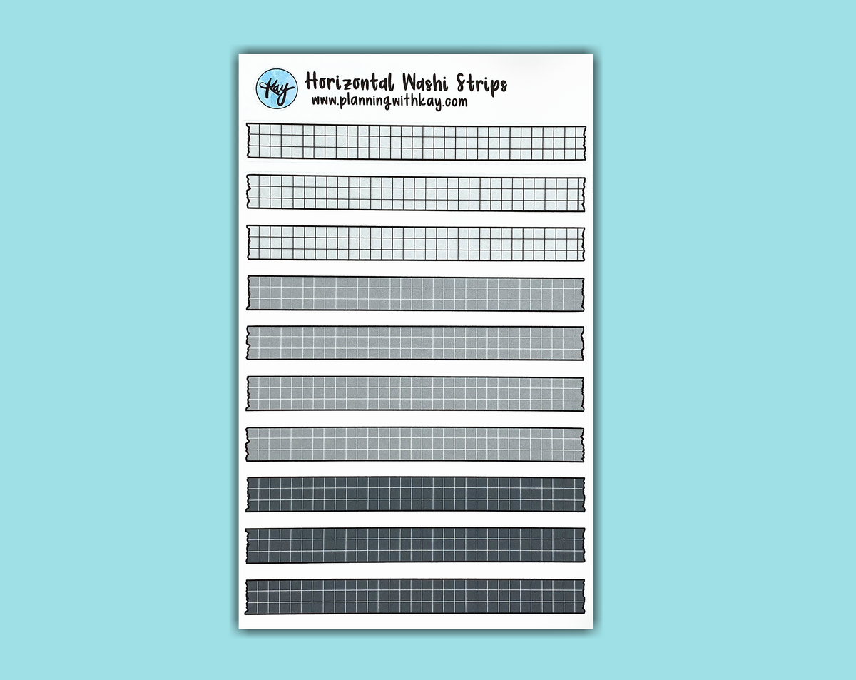 DIGITAL DOWNLOAD Horizontal Washi Strips (8 colors available ...