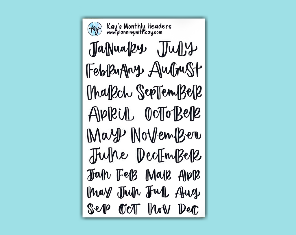 DIGITAL DOWNLOAD Kay's Monthly Headers – Planning With Kay