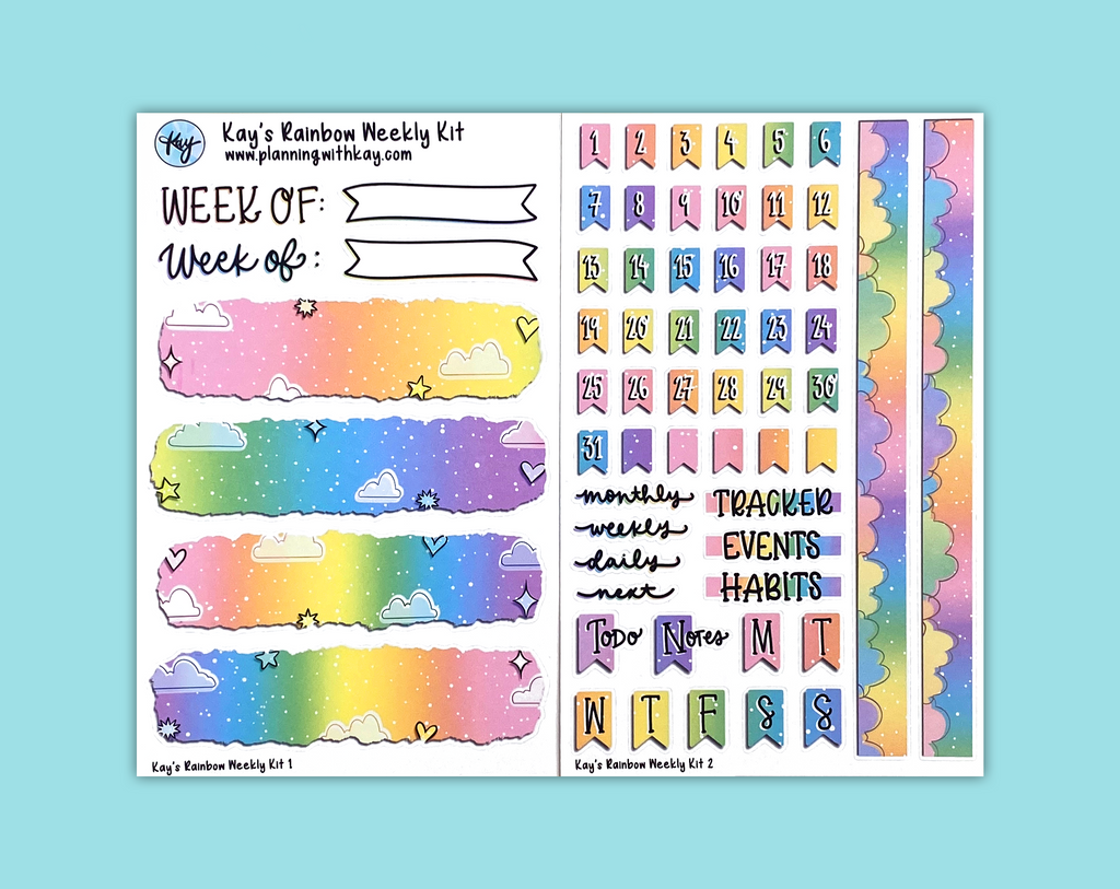 DIGITAL DOWNLOAD Kay's Rainbow Weekly Kit – Planning With Kay