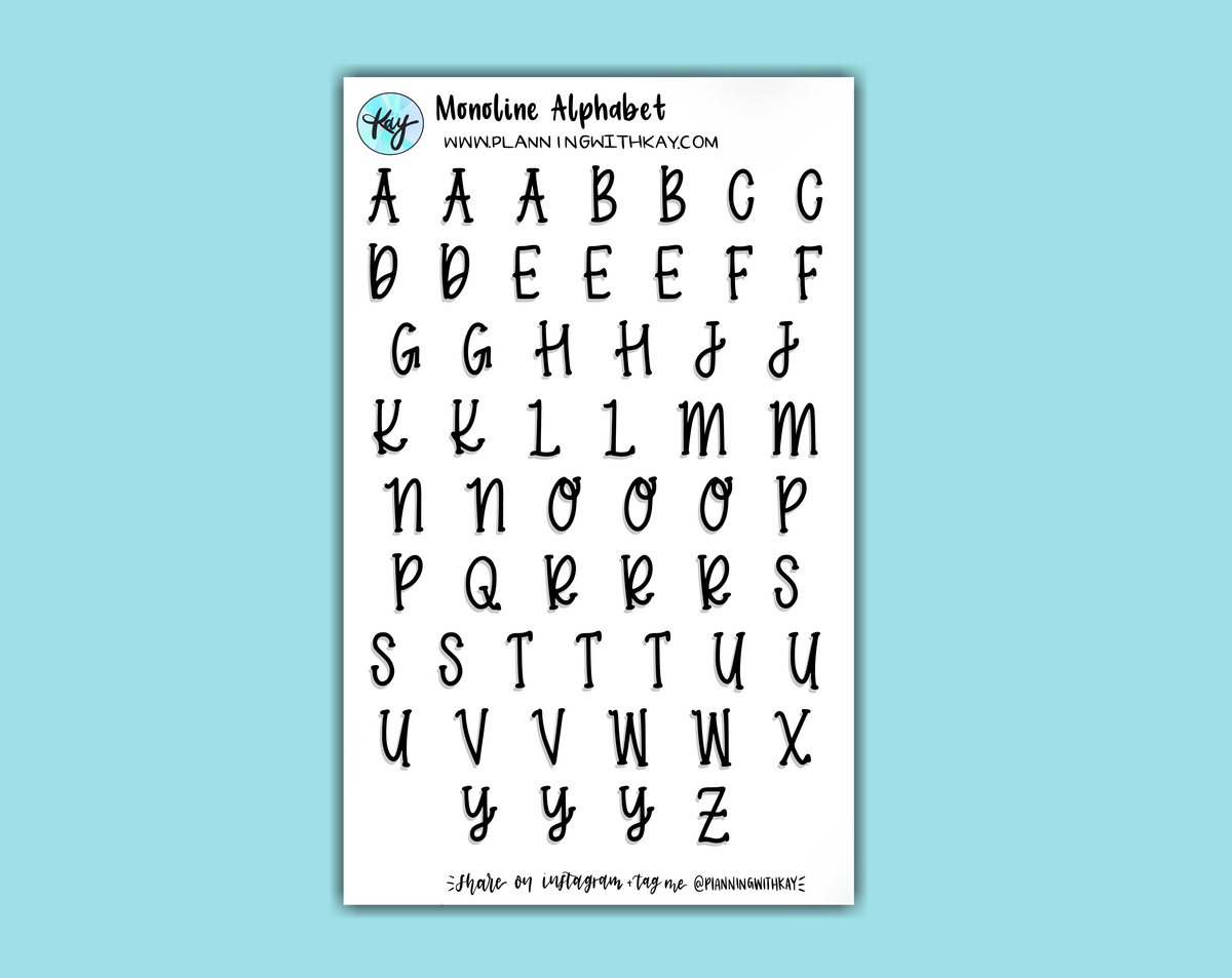 DIGITAL DOWNLOAD Monoline Alphabet – Planning With Kay