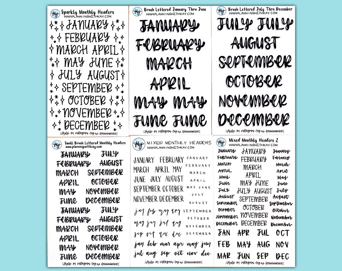 Monthly Header Sticker Bundle – Planning With Kay