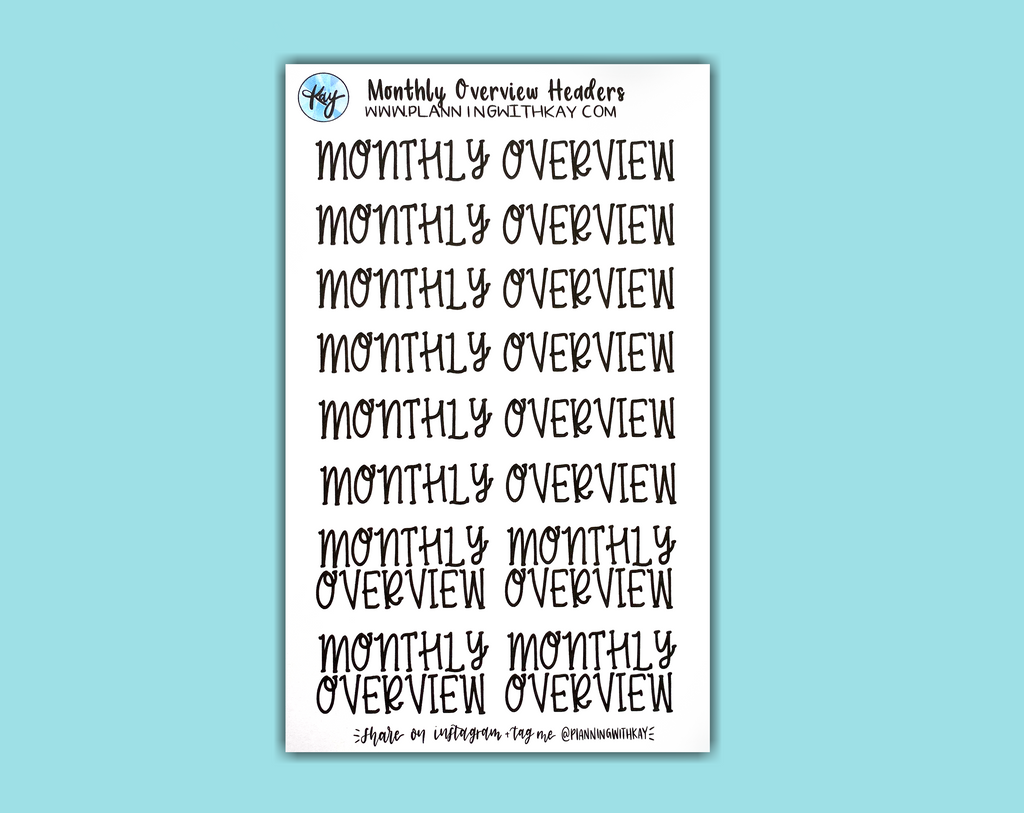 DIGITAL DOWNLOAD Monthly Overview Headers – Planning With Kay