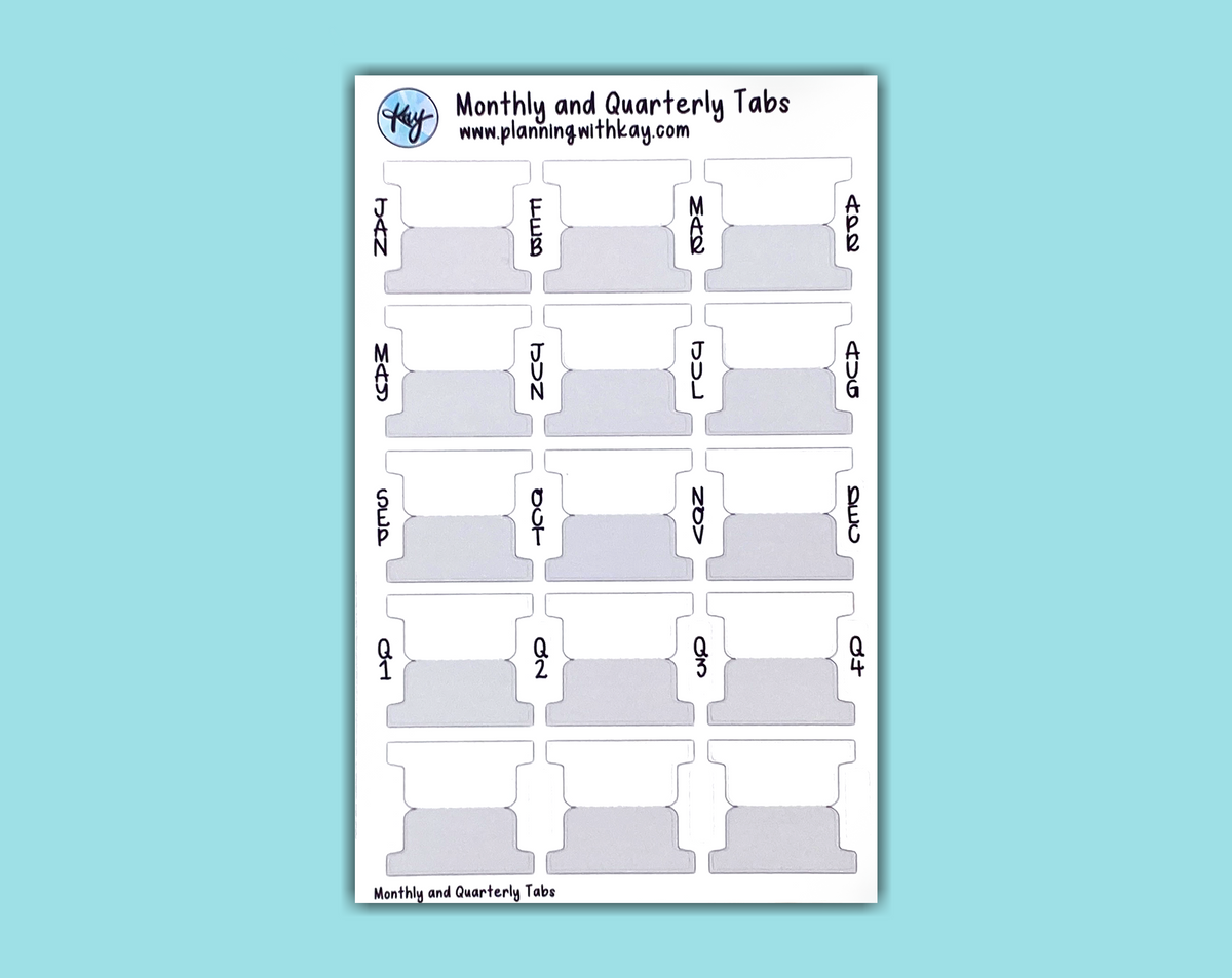 Monthly & Quarterly Page Tabs – Planning With Kay