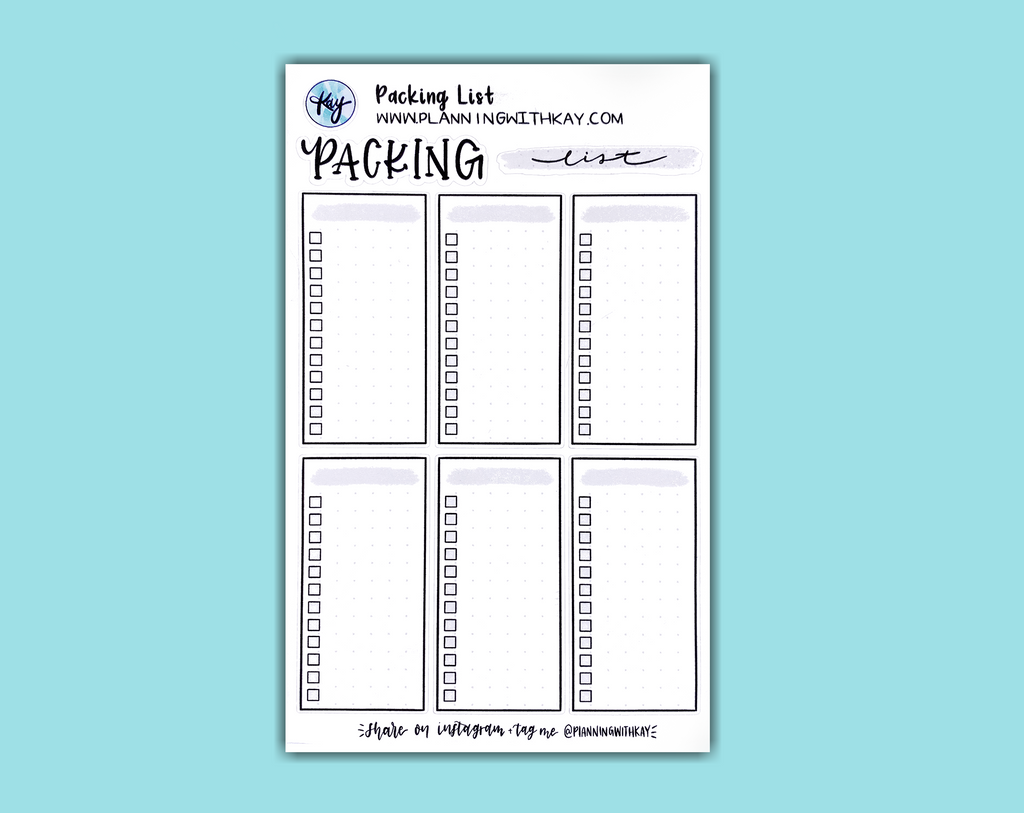DIGITAL DOWNLOAD Packing List – Planning With Kay