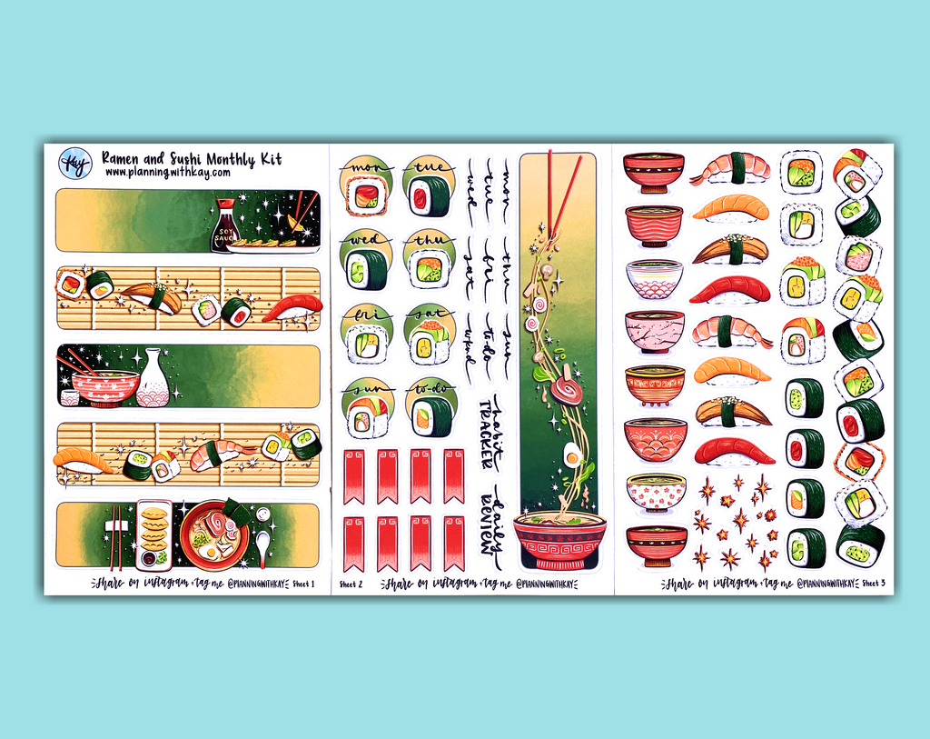 DIGITAL DOWNLOAD Ramen and Sushi Monthly Kit – Planning With Kay