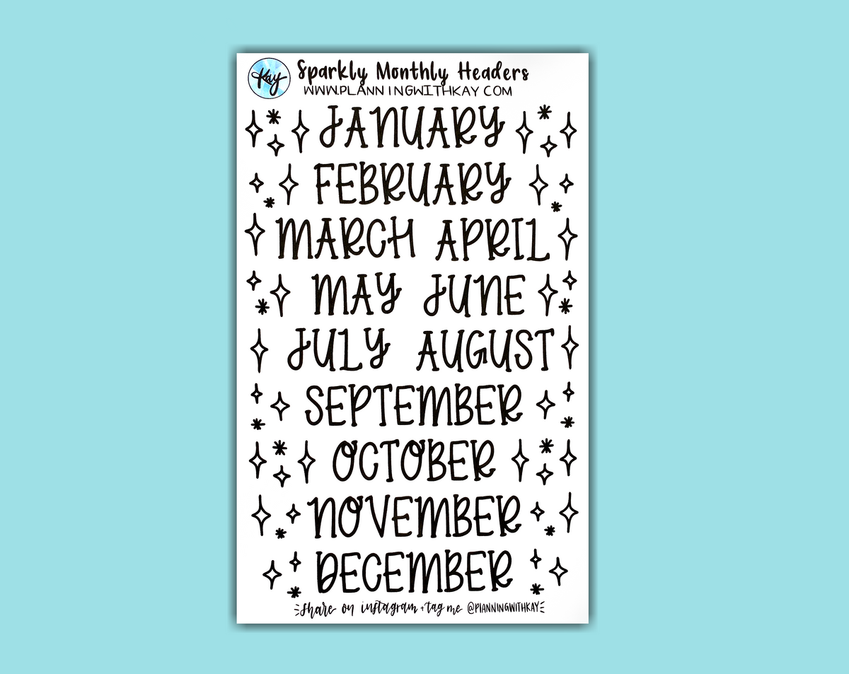DIGITAL DOWNLOAD Sparkly Monthly Headers – Planning With Kay