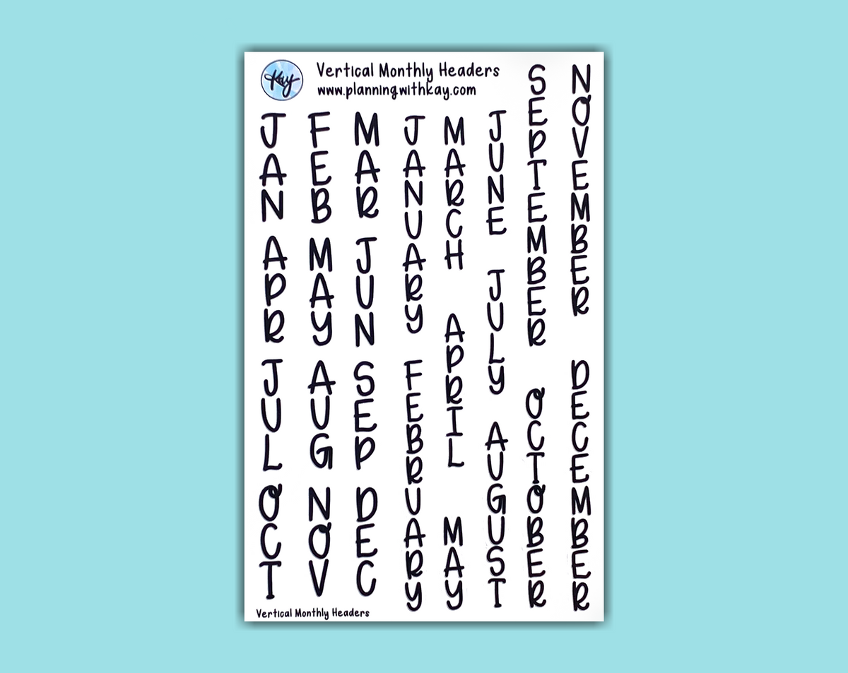 DIGITAL DOWNLOAD Vertical Monthly Headers – Planning With Kay