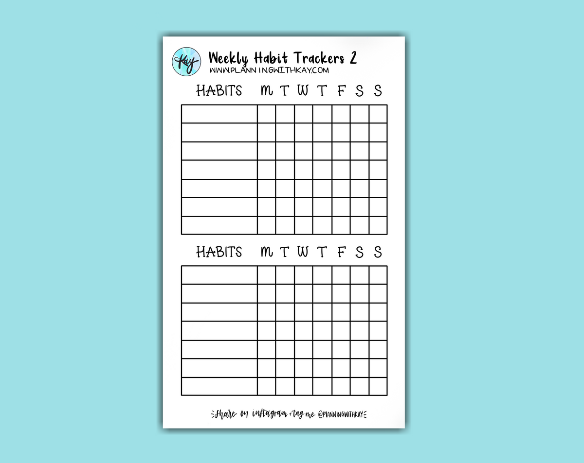 DIGITAL DOWNLOAD Weekly Habit Trackers 2 – Planning With Kay