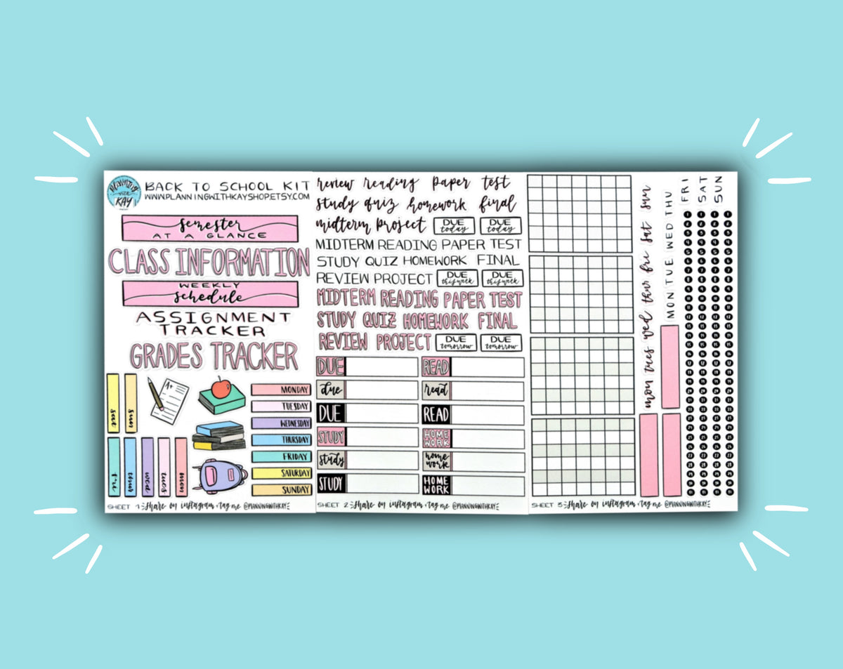 Back To School Kit | Stickers for Planners, Journals & Organizers ...