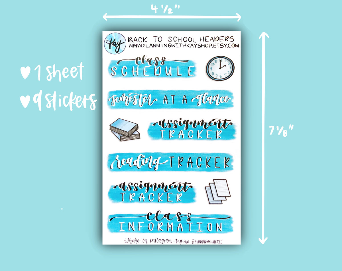 Back to School Headers | Stickers for Planners, Journals & Organizers ...