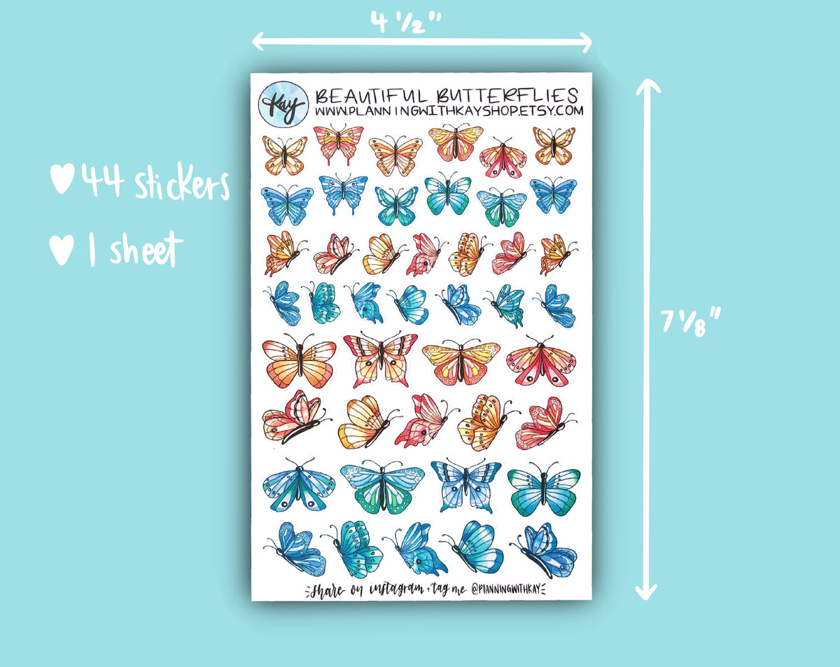 Beautiful Butterflies | Stickers for Planners, Journals & Organizers ...
