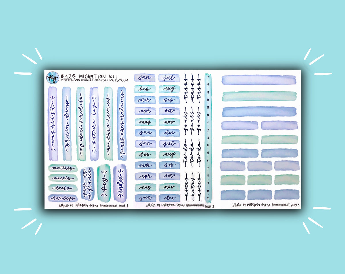 Bujo Migration Kit | Stickers for Planners, Journals & Organizers ...
