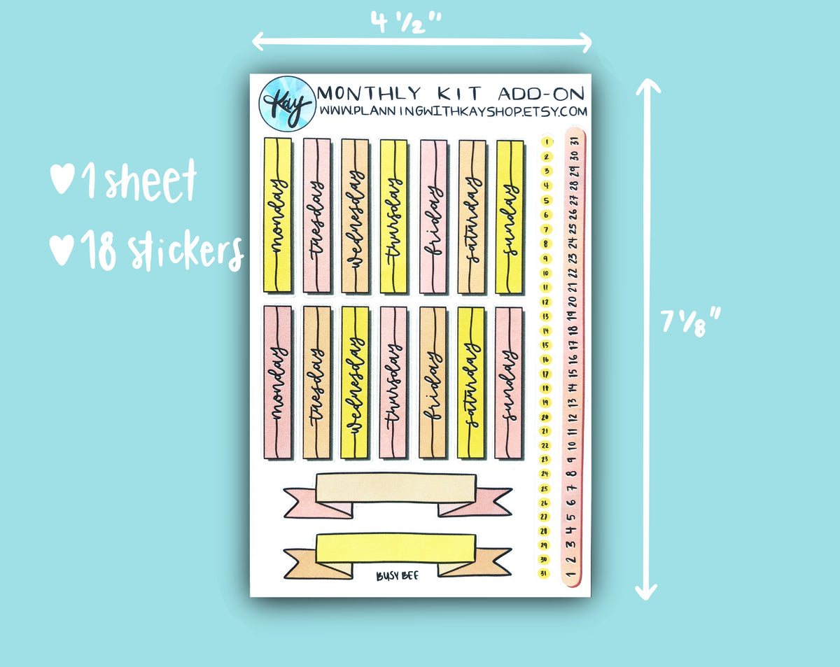 Monthly Kit Add-On (Busy Bee) | Stickers for Planners, Journals ...