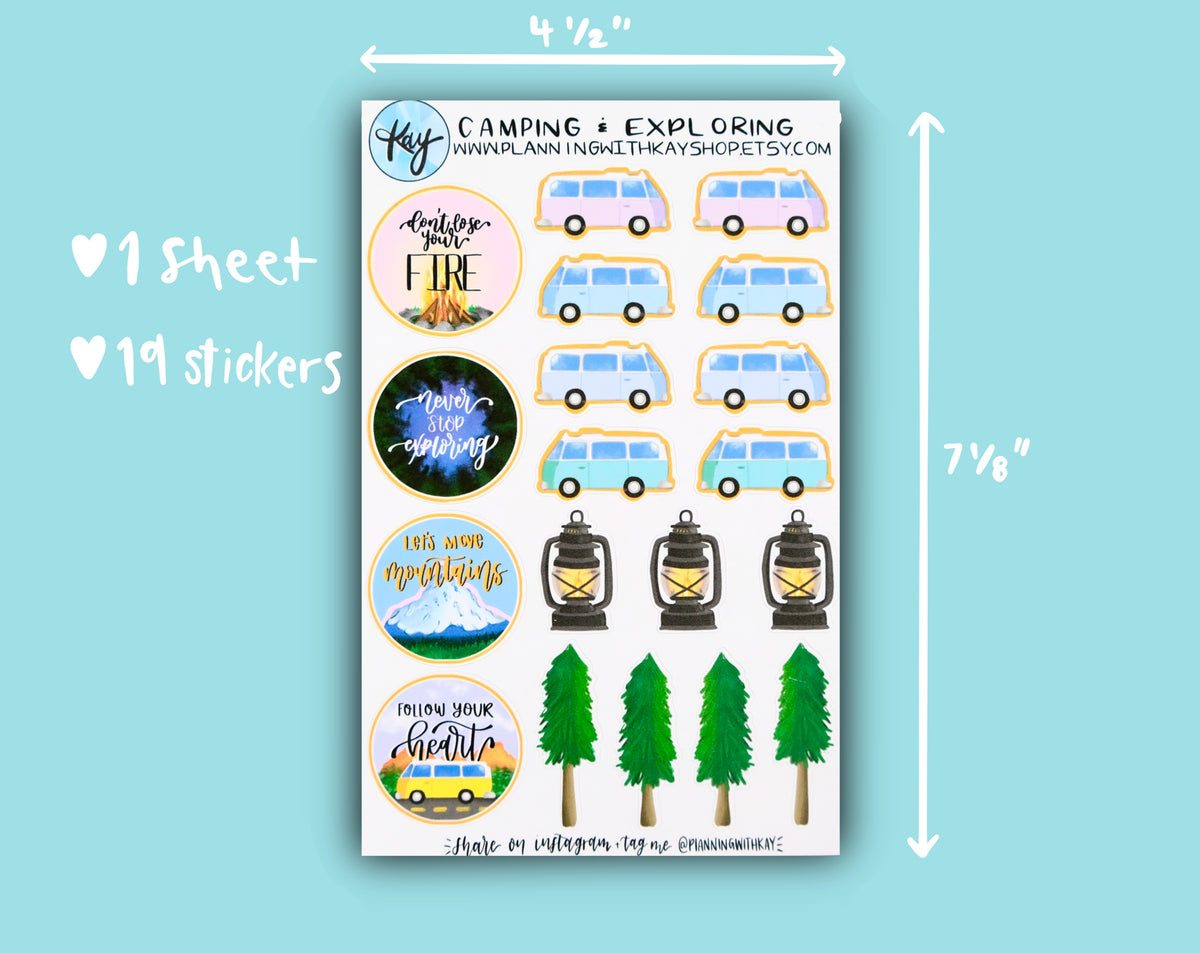 Camping and Exploring | Stickers for Planners, Journals & Organizers ...