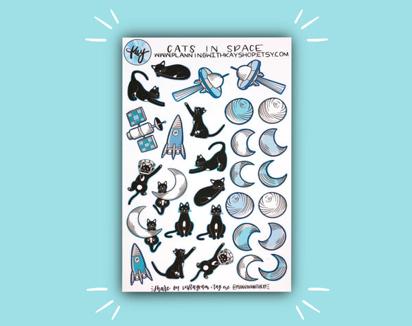 Cats in Space | Stickers for Planners, Journals & Organizers – Planning ...