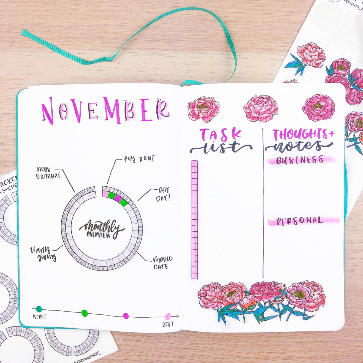 Circular Monthly Logs | Stickers for Planners, Journals & Organizers ...