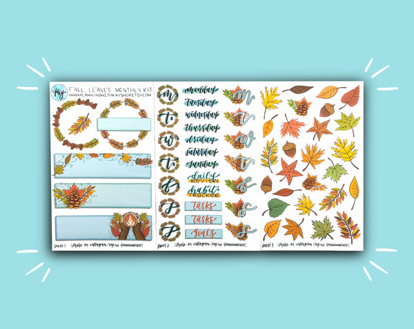 DIGITAL DOWNLOAD Fall Leaves Monthly Kit – Planning With Kay