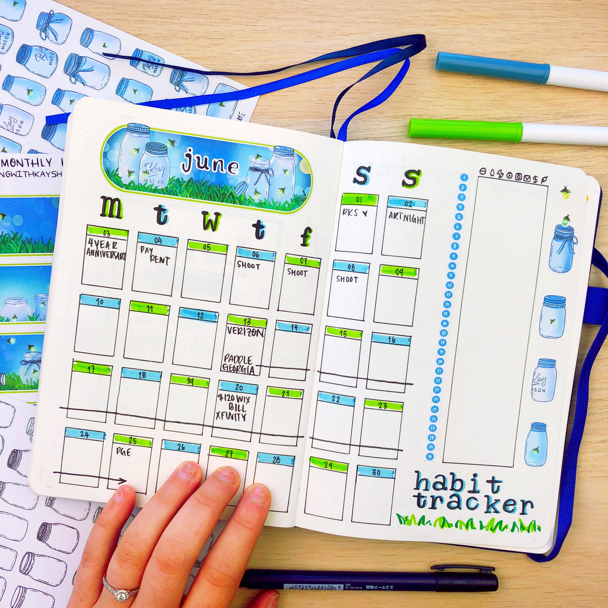 Jars and Fireflies Sticker Sheet | Stickers for Planners, Journals ...