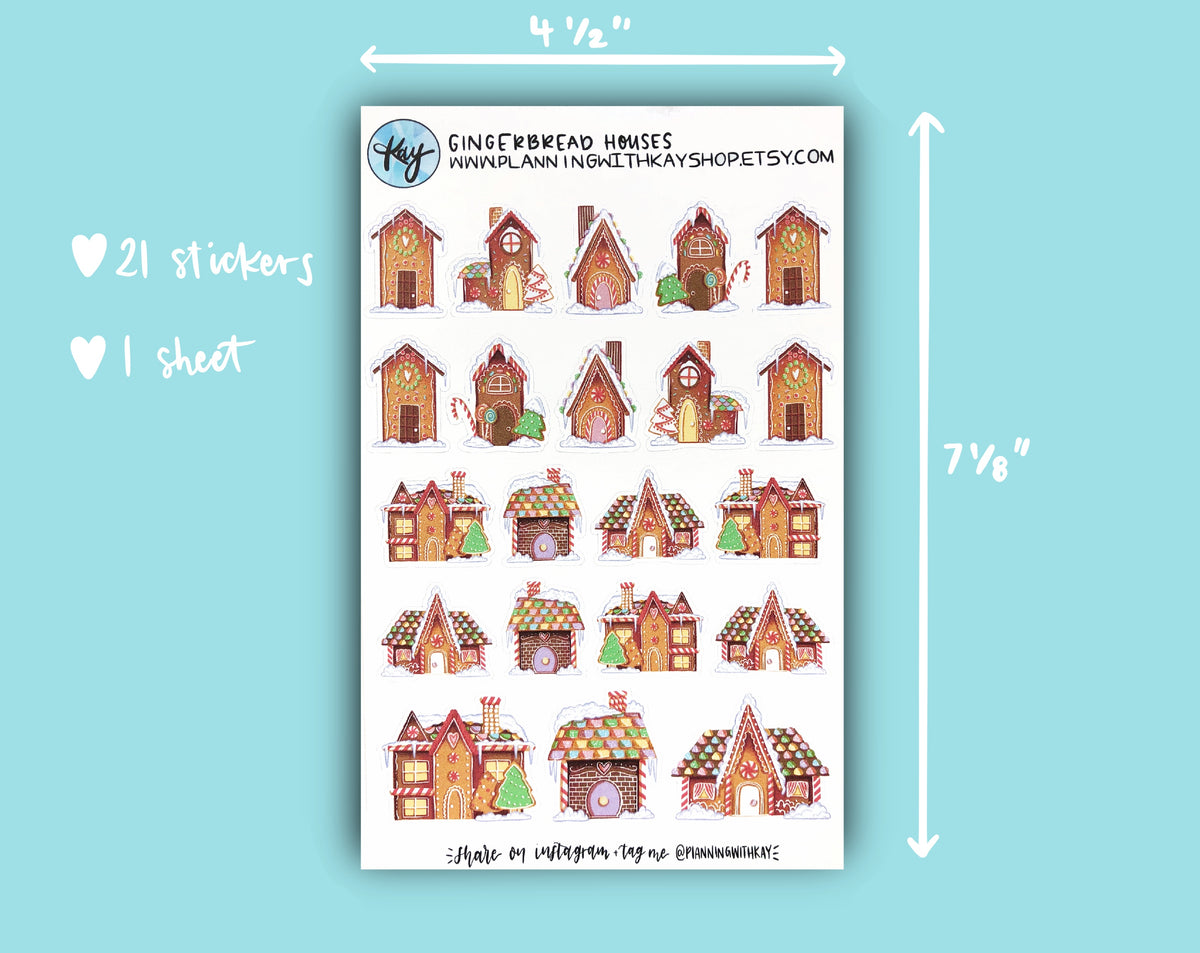 Gingerbread House Sticker Sheet | Stickers for Planners, Journals ...
