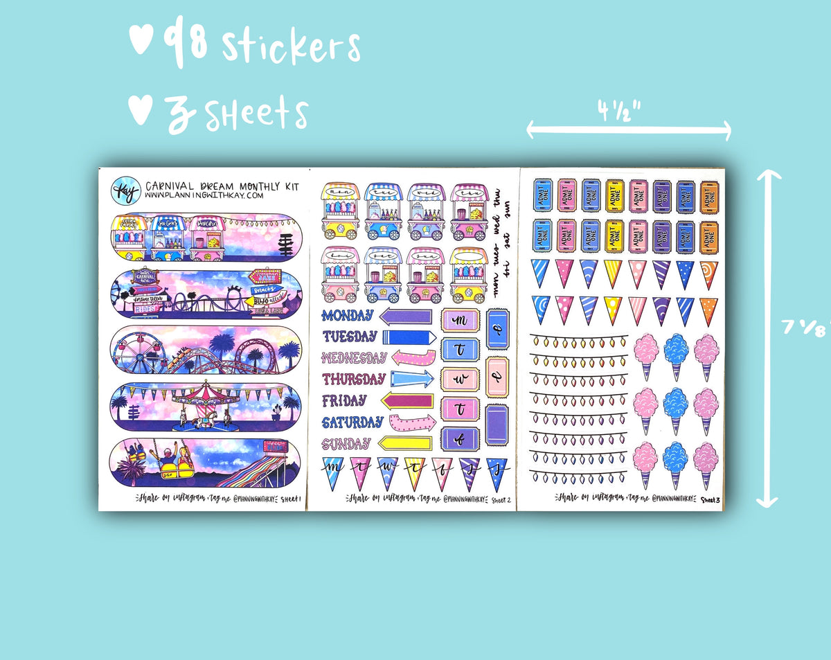 DIGITAL DOWNLOAD Carnival Dream Monthly Kit – Planning With Kay