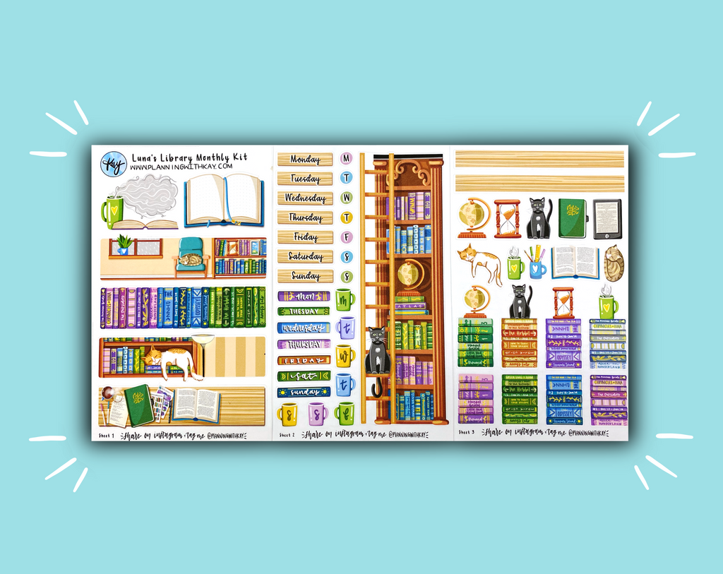 DIGITAL DOWNLOAD Luna's Library Monthly Kit – Planning With Kay