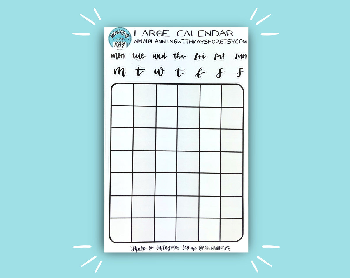 Large Calendar Sticker Sheet | Stickers for Planners, Journals ...